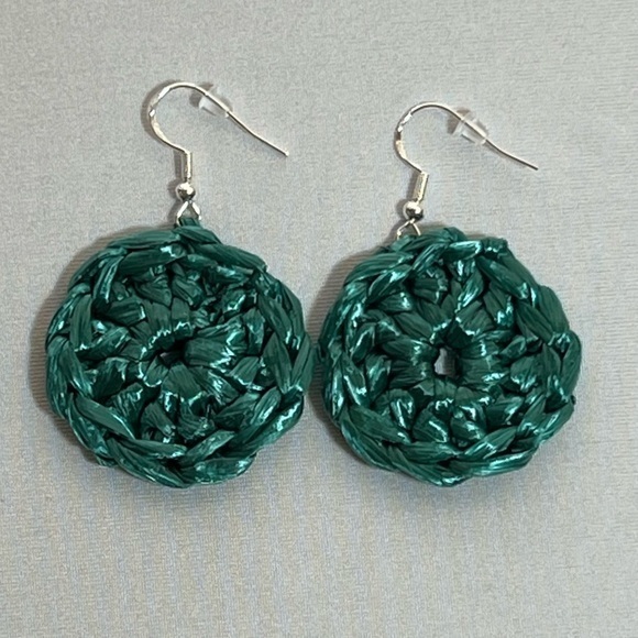 Hand Crafted | Jewelry | Womens Teal Green Crochet Raffia Ribbon ...